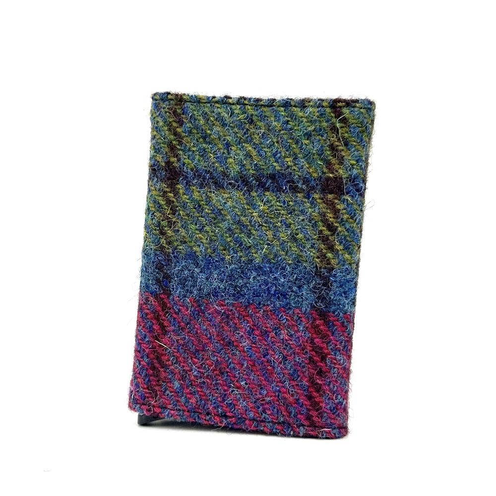 Harris Tweed RFID Pop Up Card Holder Blue Pink Check
