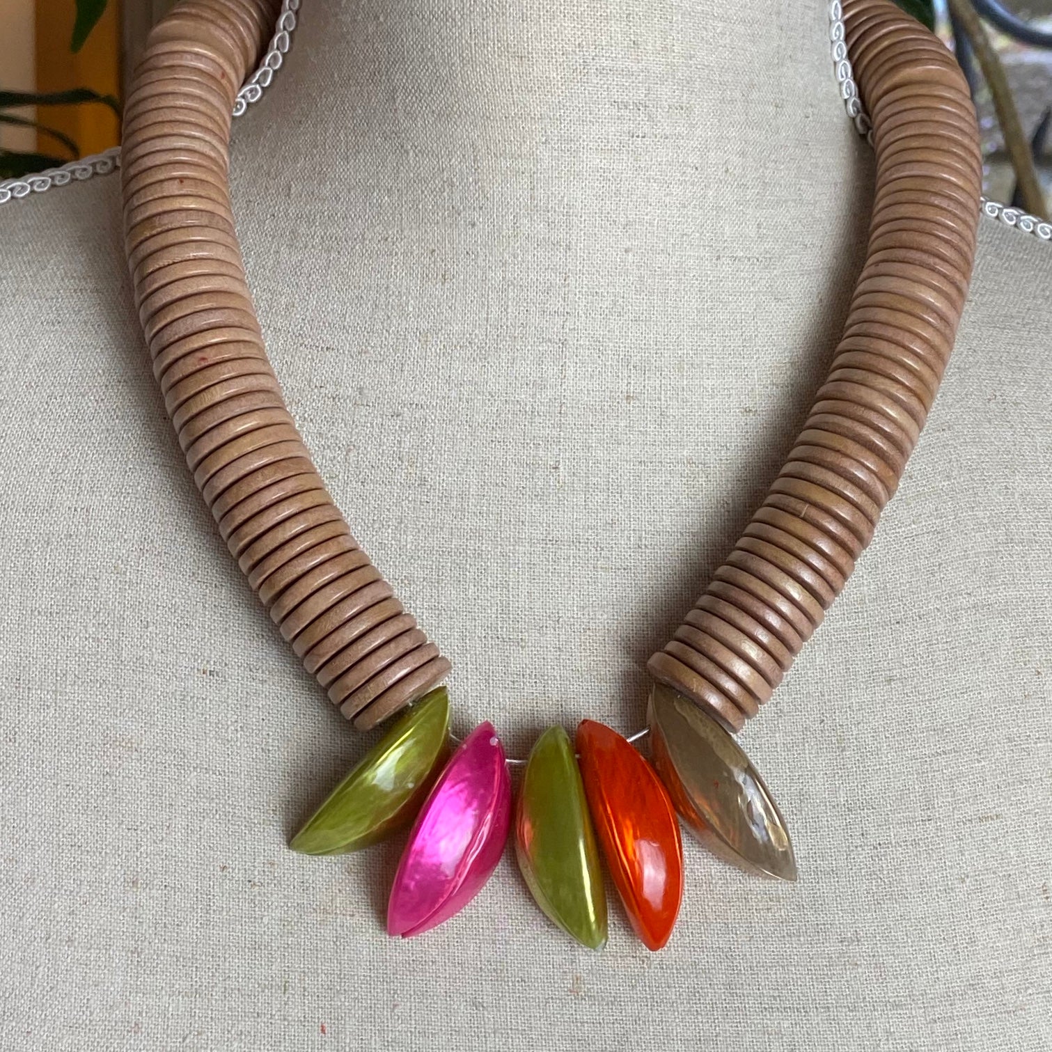 Troca Shell - Pink/ Orange/ Green Necklace by Earthworks from our ...